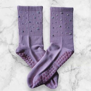 SPARKLY - Handmade Rhinestone Pilates Grip Socks Ft: Iridescent ...