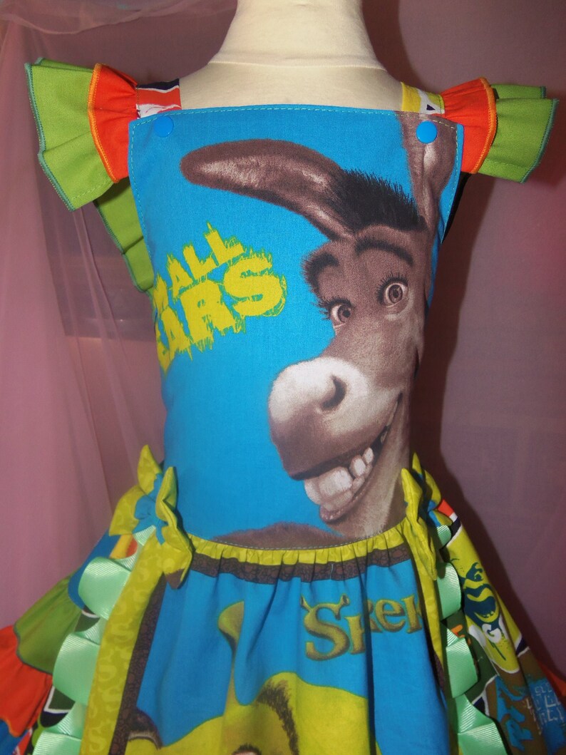 Donkey and Shrek Vintage RARE Fabric Dress Size 7 Ruffles - Etsy