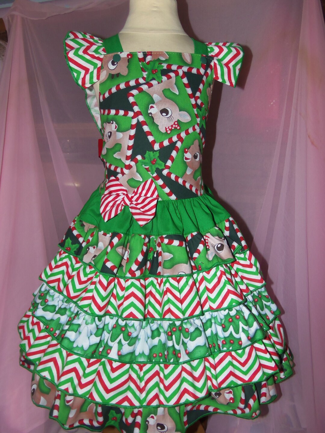 Rudolphs the Red Nosed Reindeer Girl Dress Rare Vintage Fabric Girl ...