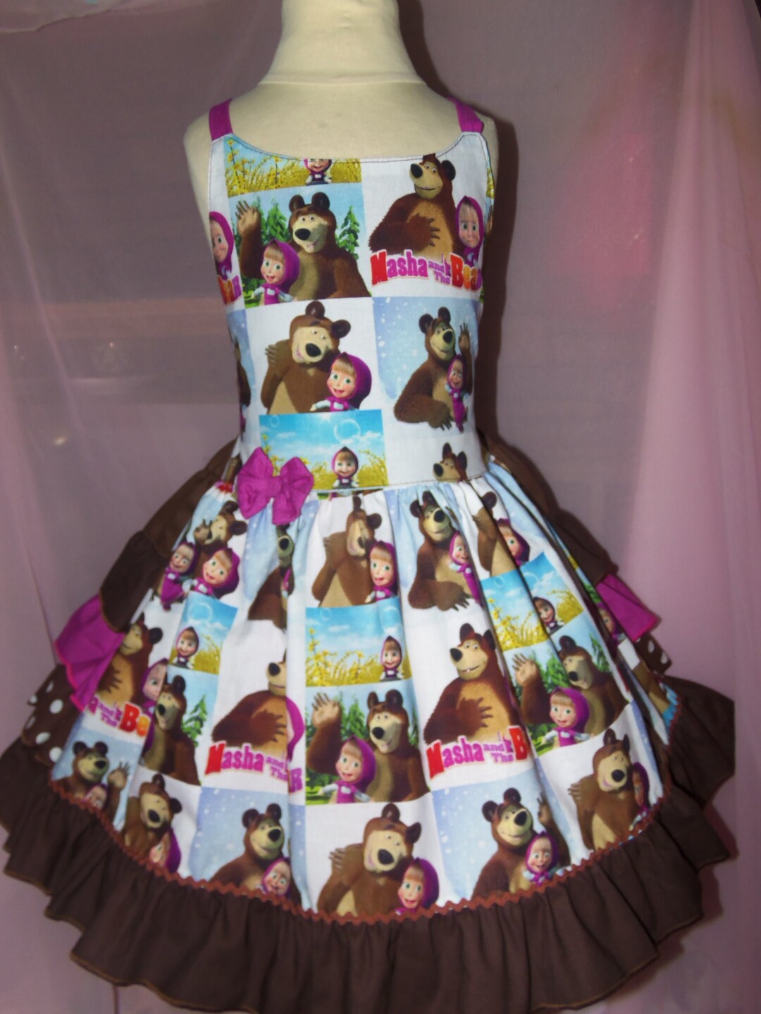 Masha and the Bear Dress, Masha Inspired Baby Girl Dress, Girl Costume ...