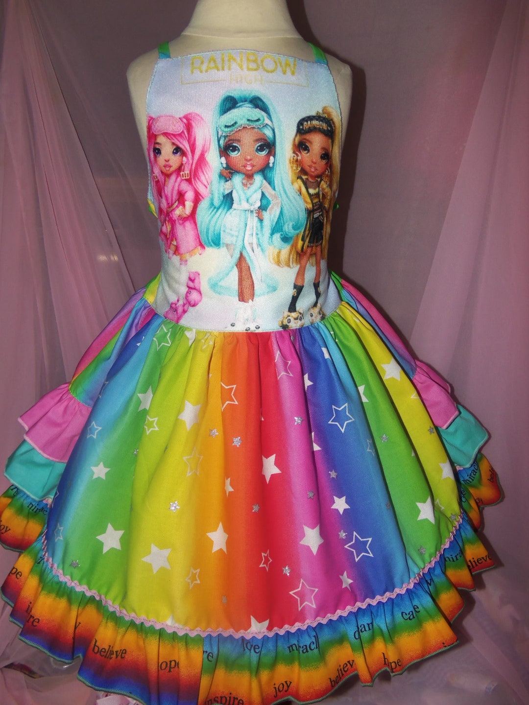 My Rainbow Dolls Vintage RARE Fabric Girl's Dress Size 4t Ruffles - Etsy