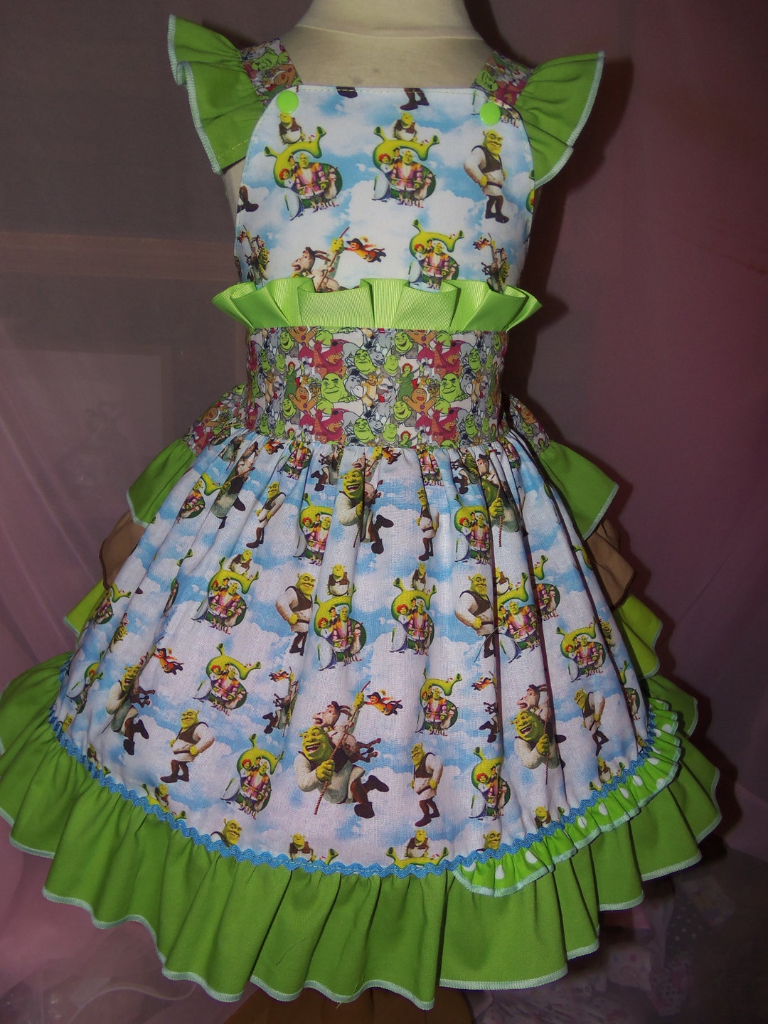 Shrek Vintage RARE Fabric Dress Size 2t/3t Ruffles - Etsy