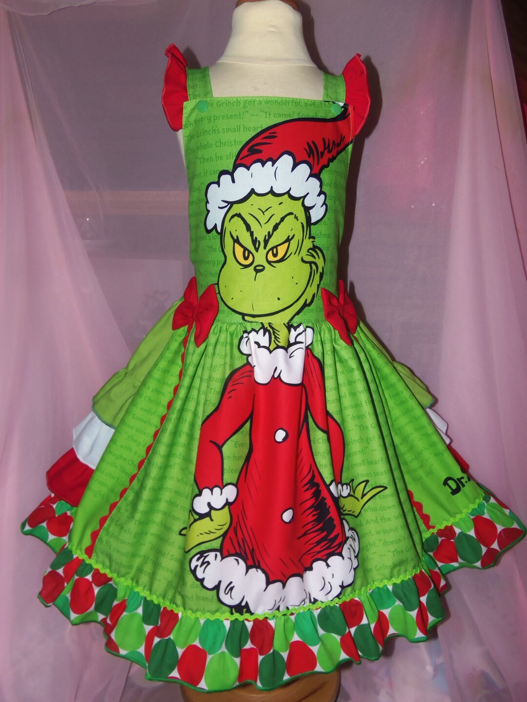 Merry Christmas Green Bad Man Party Vintage RARE Fabric (original First ...