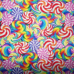 Rainbow Lollipops Rainbow Swirls Candy Fabric by the Half Yard Lollipop ...