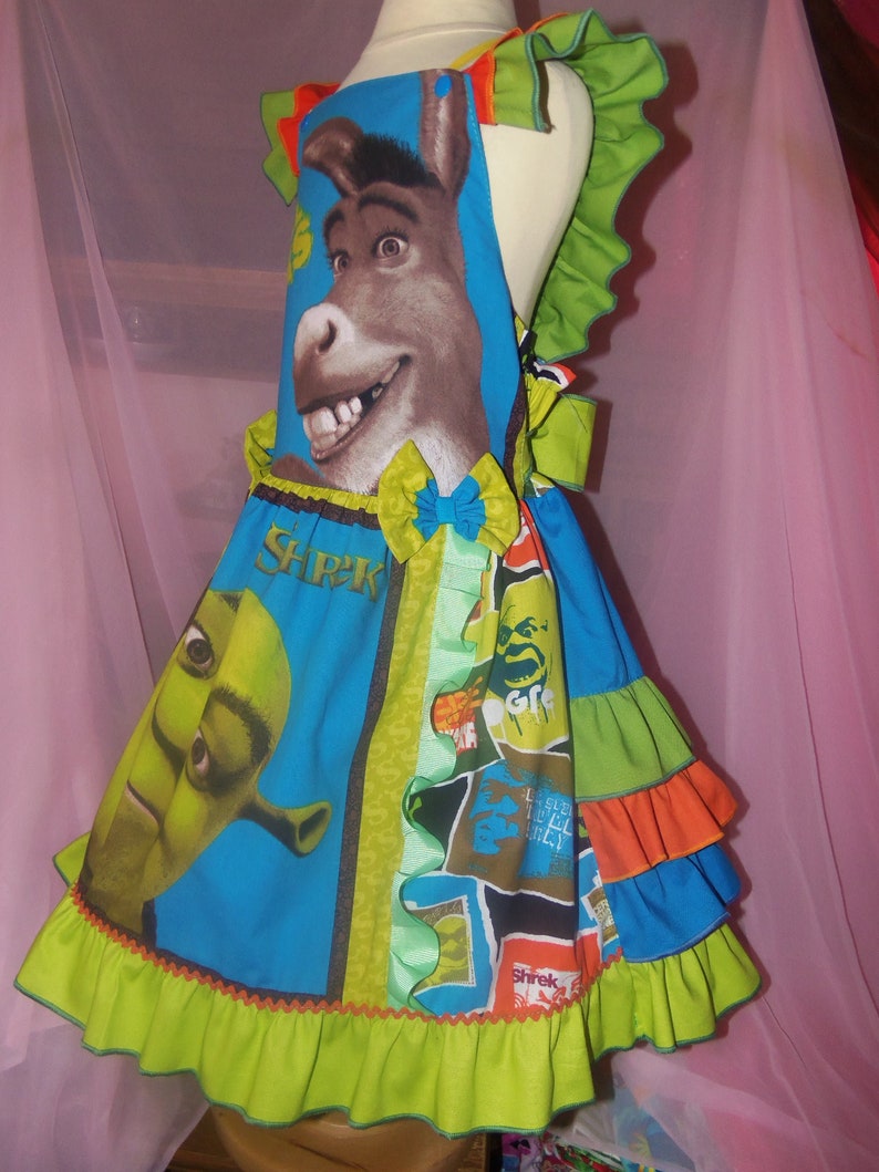 Donkey and Shrek Vintage RARE Fabric Dress Size 7 Ruffles - Etsy