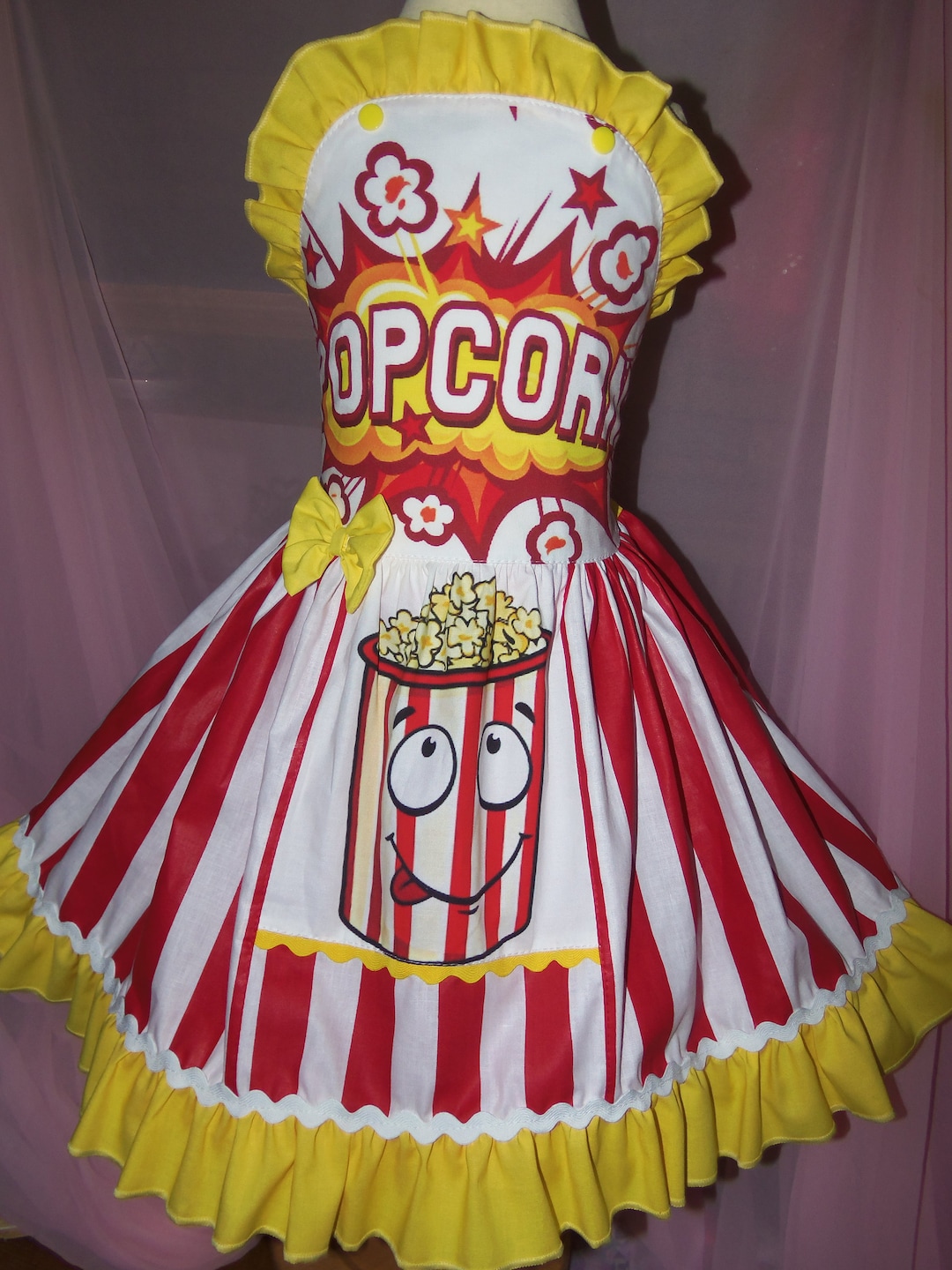 Popcorn Popcorn Party Popcorn Day Vintage RARE Fabric Girl's Dress Size ...