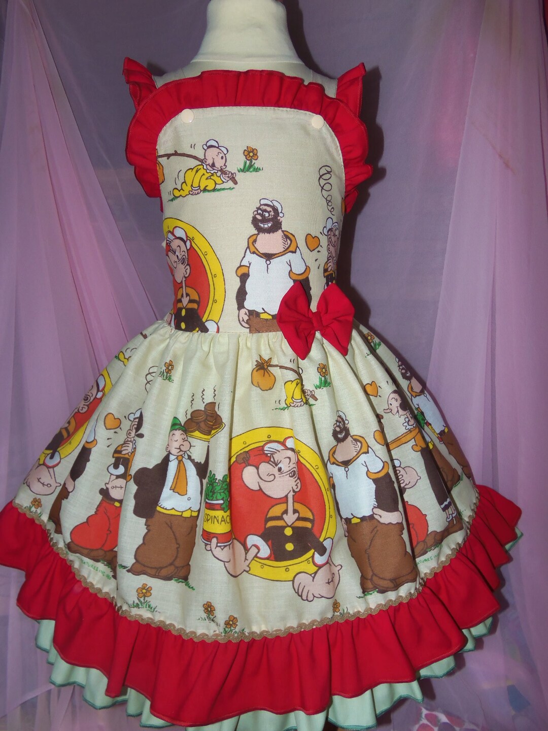 Popeye and Olive Vintage RARE Fabric Dress Size 5t Ruffles - Etsy