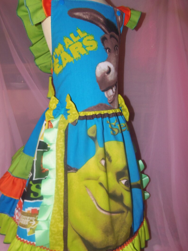 Donkey and Shrek Vintage RARE Fabric Dress Size 7 Ruffles - Etsy