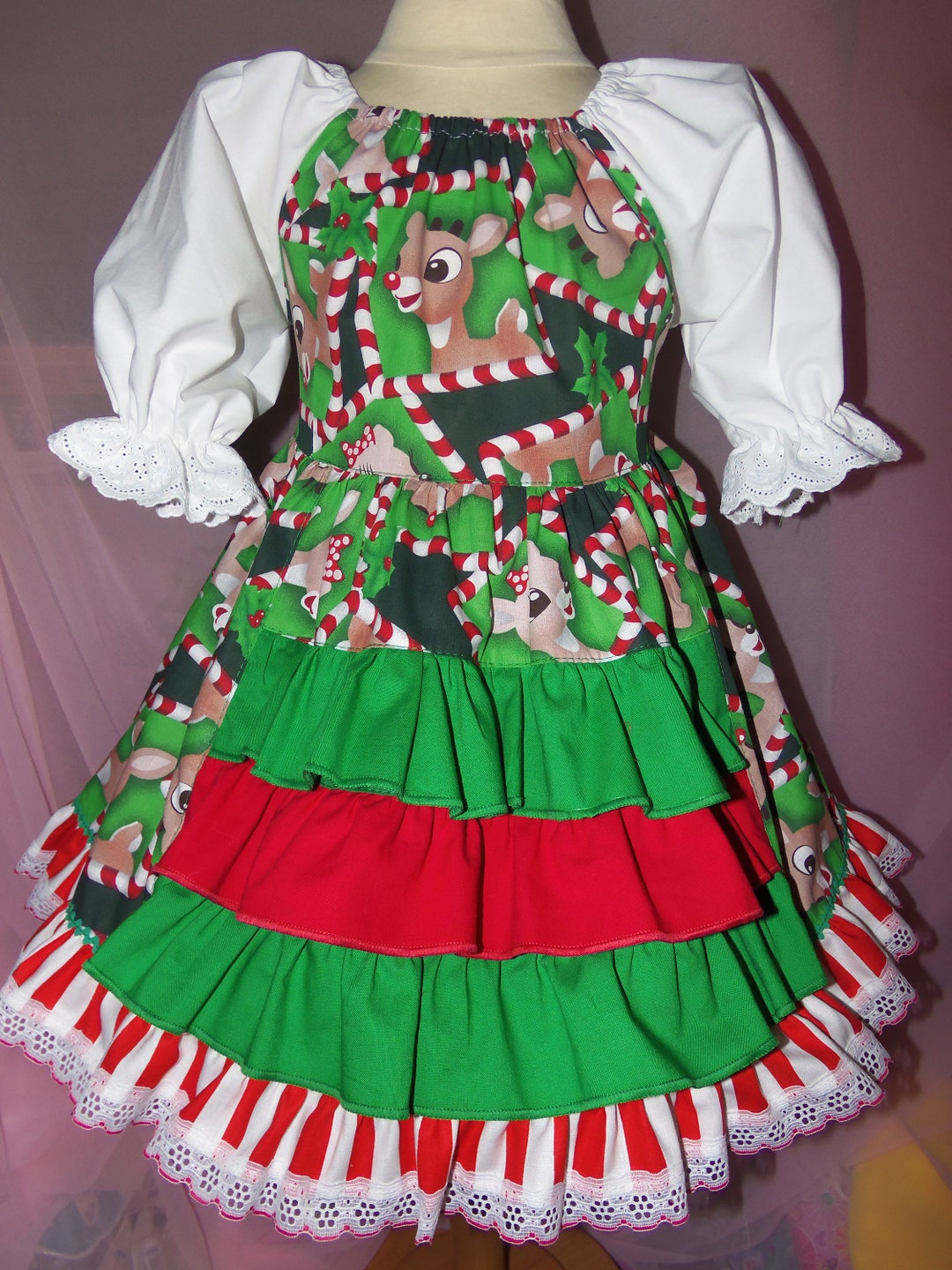 Rudolphs the Red Nosed Reindeer Girl Dress Rare Vintage Fabric Girl ...