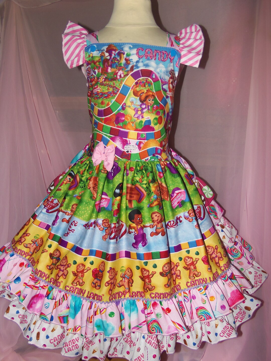 Candyland Game Board RARE Vintage Fabric Dress Size 6 Ruffles - Etsy