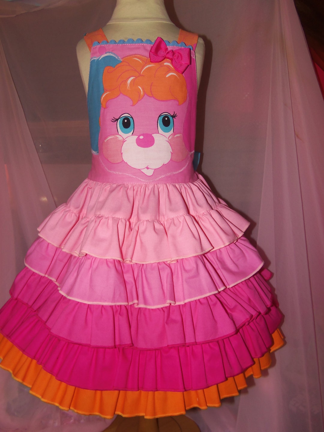 Pink Prize Popple Dog Vintage 1986 Fabric Dress Open Back Size 4t ...