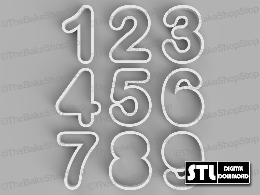 Numbers Cookie Cutter Set (arial Rounded) - STL Download - Etsy