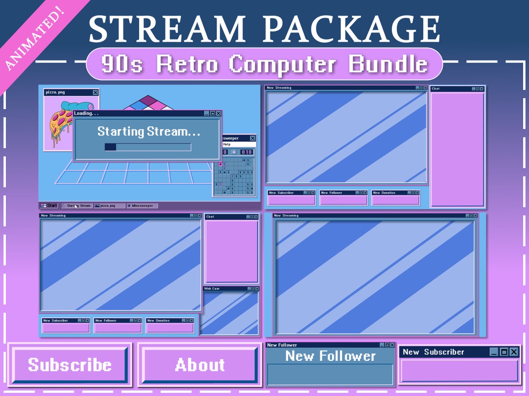 Animated 90s Retro Computer Twitch Aesthetic Bundle | Twitch | Overlay | Stream | Scenes ...