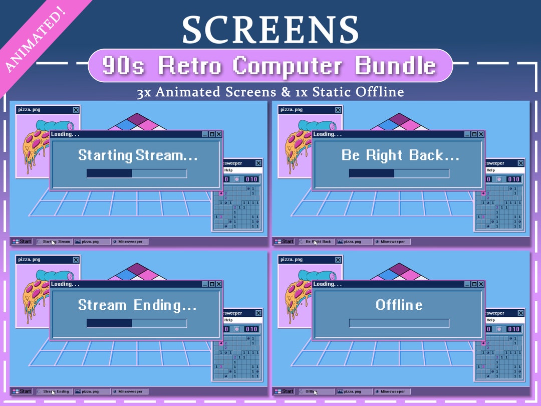 Animated 90s Retro Computer Twitch Screens | Twitch | Overlay | Stream ...