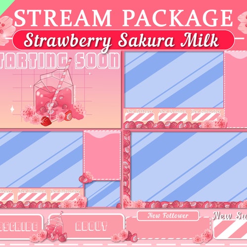 Strawberry Milk Animated Stream Overlay Package for Twitch - Etsy