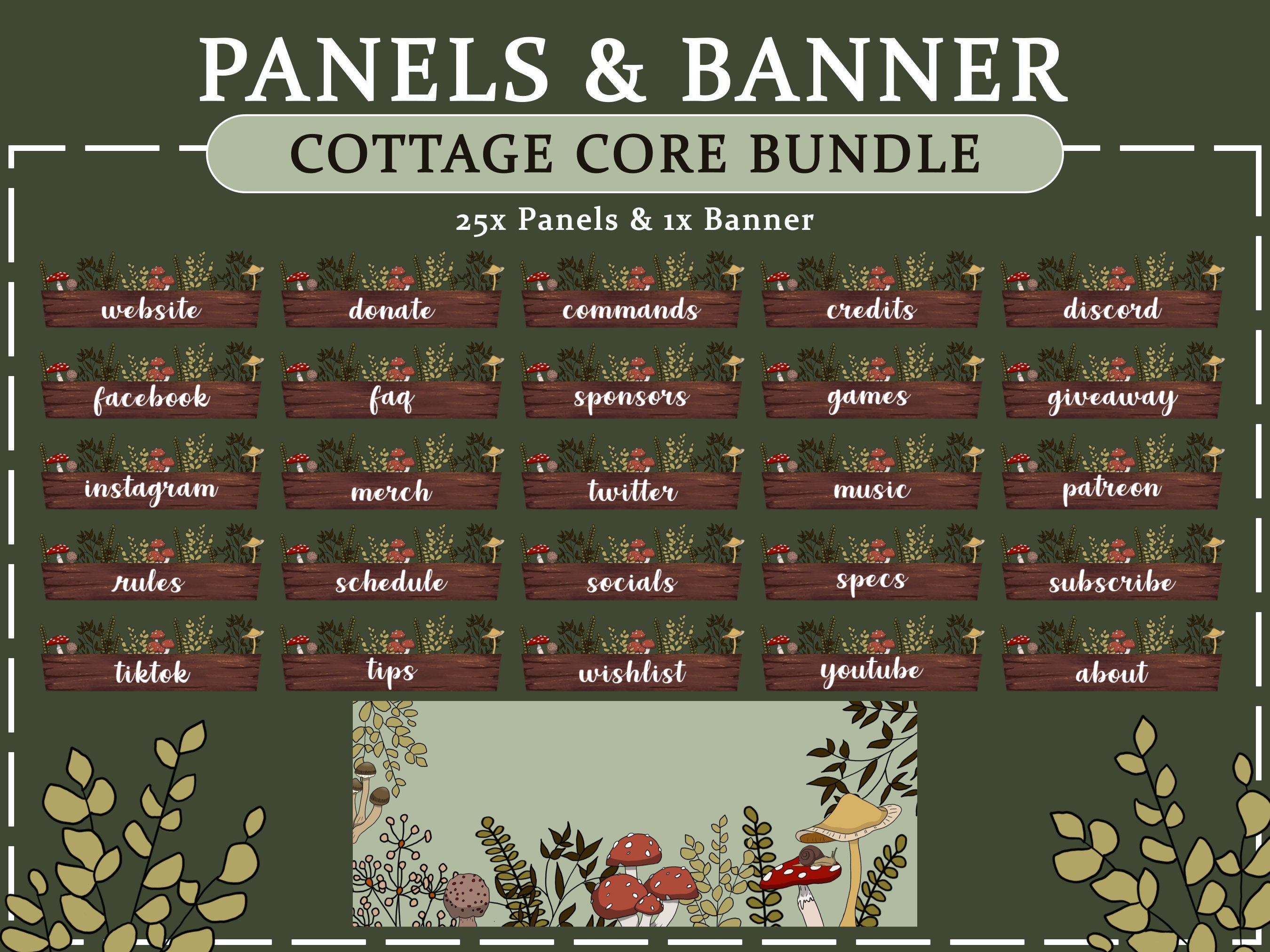 Twitch Cottage Core Banner and Panels | Stream Decor | Cottagecore ...