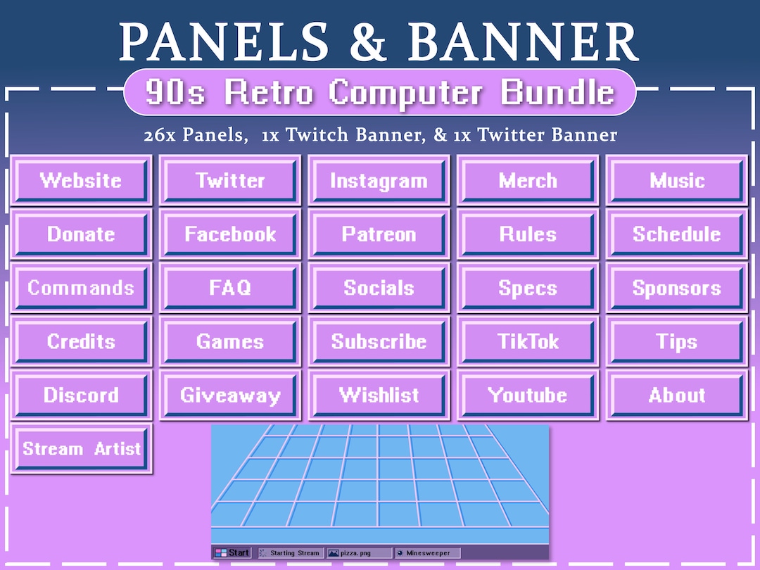 Twitch 90s Retro Computer Banner and Panels | Streaming Setup | About ...