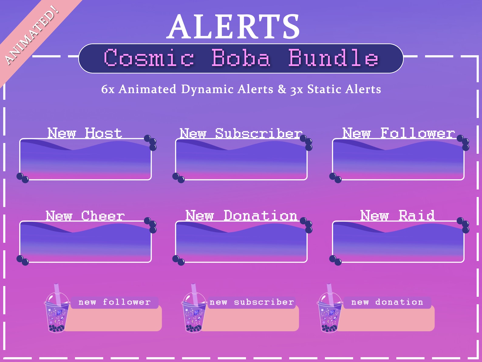 Animated Cosmic Boba Twitch Aesthetic Bundle Screens - Etsy