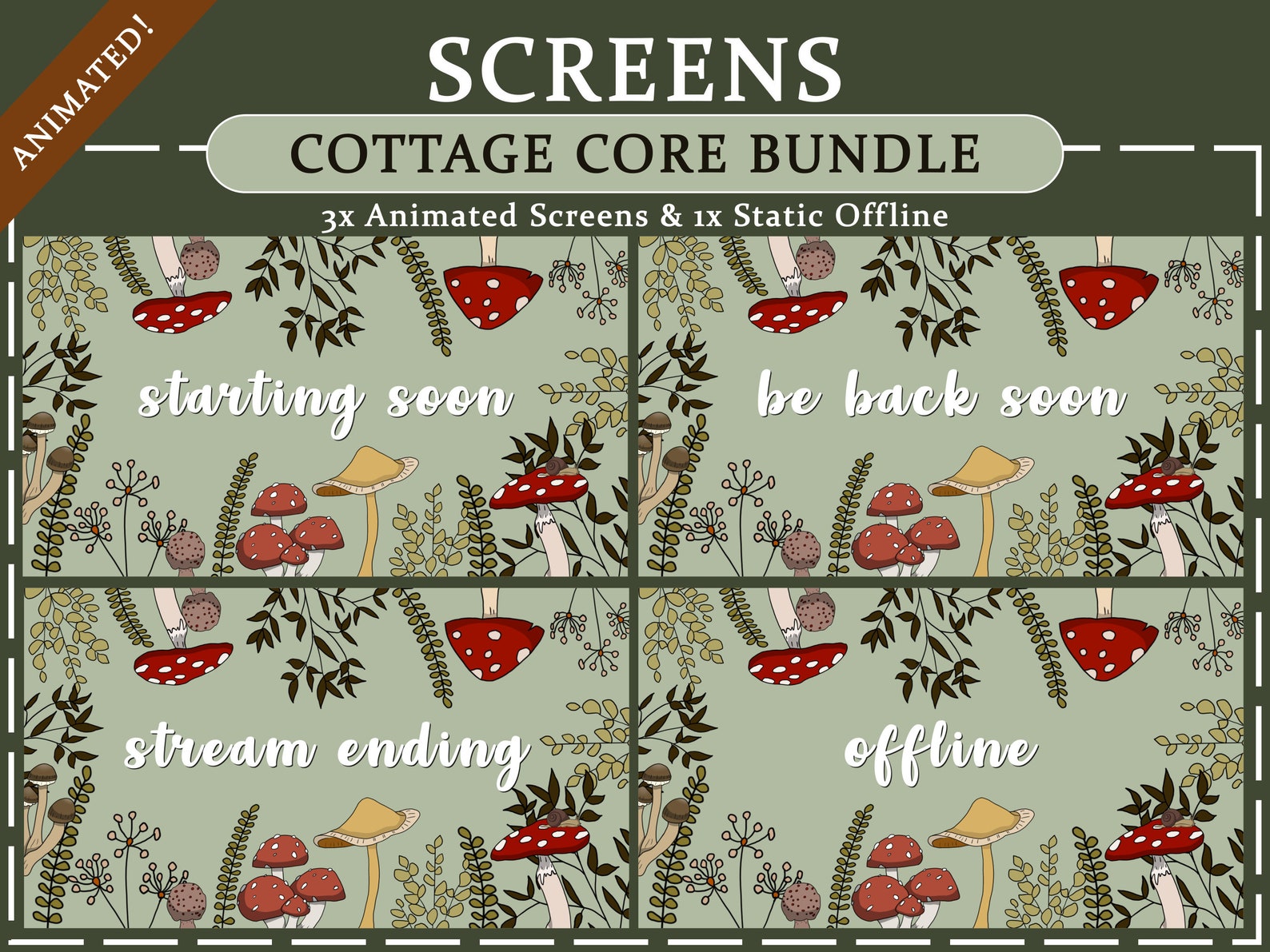 Animated Cottage Core Screens | Twitch | Youtube | Overlay | Stream ...