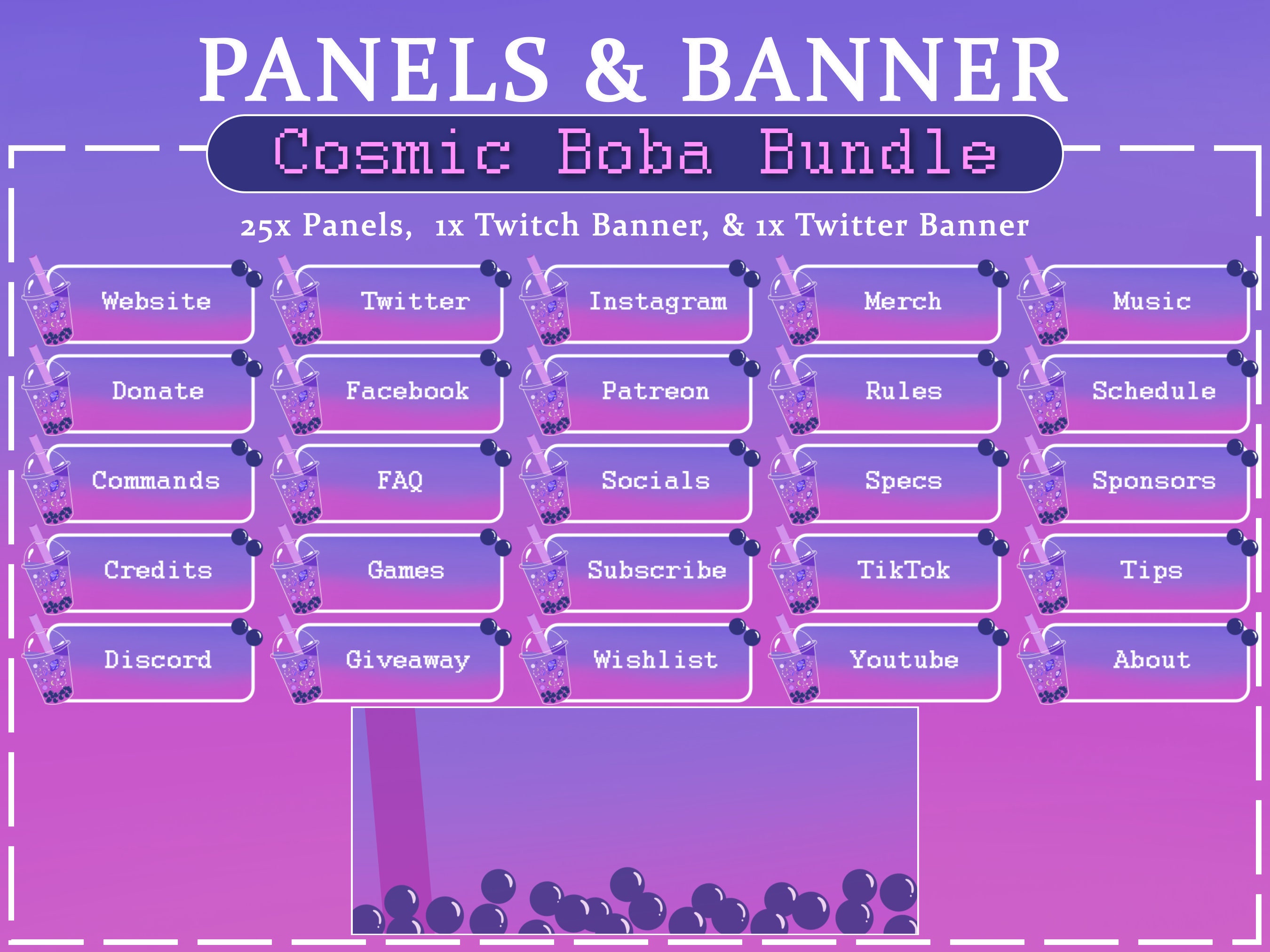 Animated Cosmic Boba Twitch Aesthetic Bundle Screens - Etsy