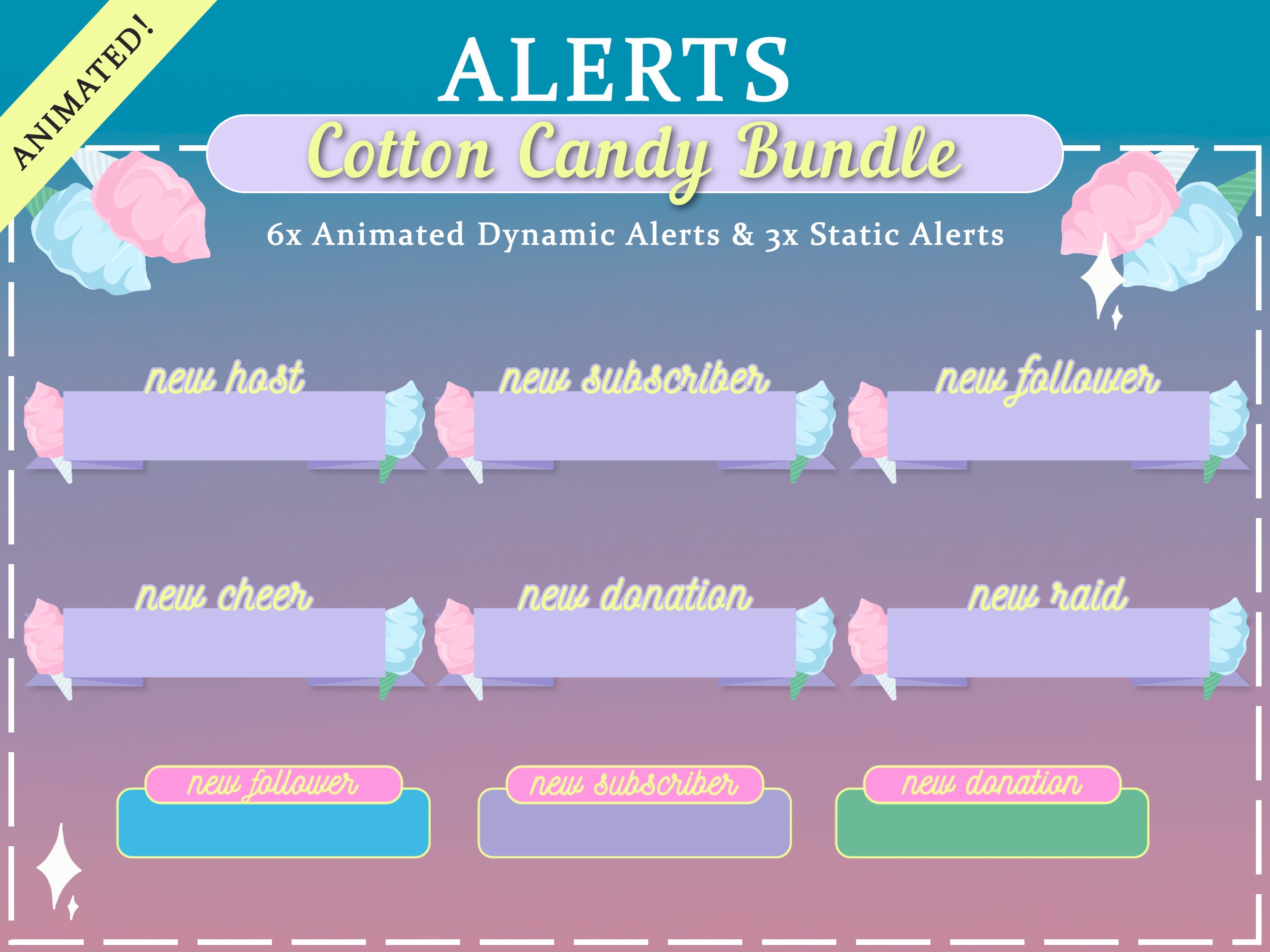 Animated Cotton Candy Twitch Aesthetic Bundle | Screens | Twitch ...