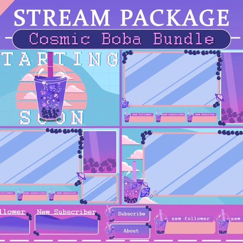Animated Cosmic Boba Twitch Aesthetic Bundle Screens - Etsy