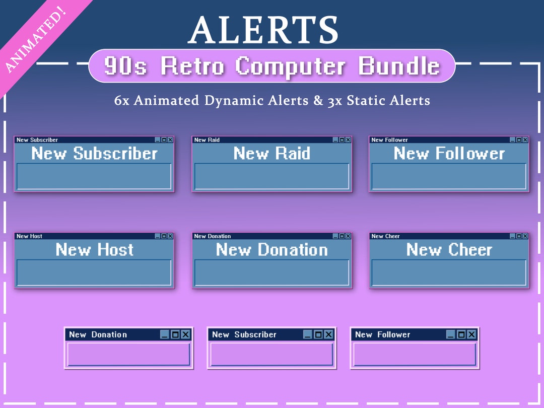 Animated 90s Retro Computer Alerts | Twitch | Youtube | Facebook Gaming ...