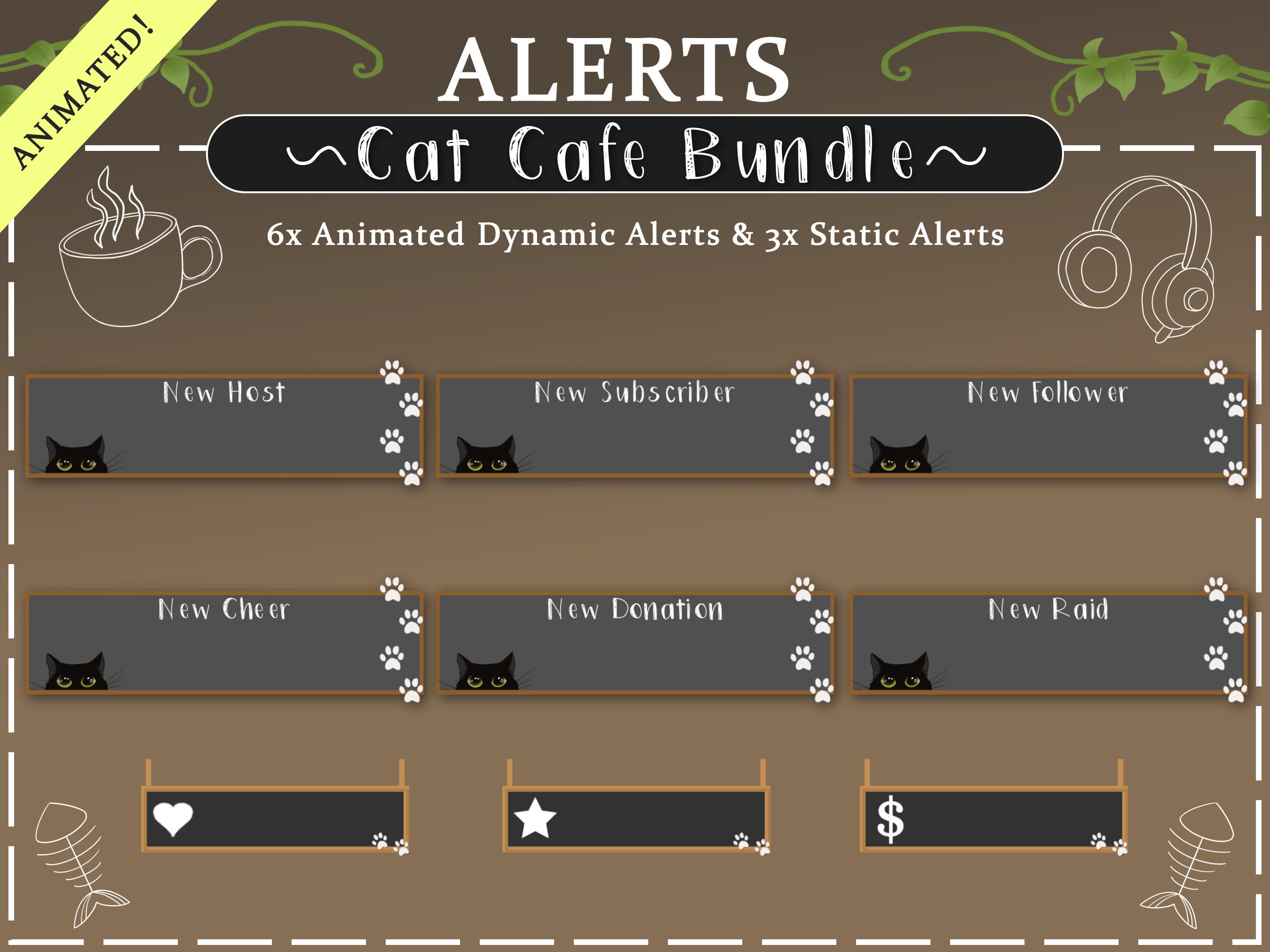 Animated Cat Cafe Alerts | Twitch | Youtube | Facebook Gaming | Stream ...
