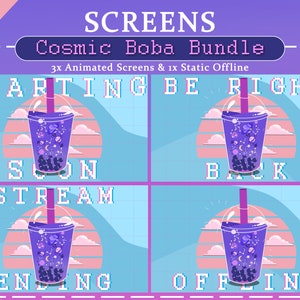 Animated Cosmic Boba Twitch Aesthetic Bundle | Screens | Twitch ...