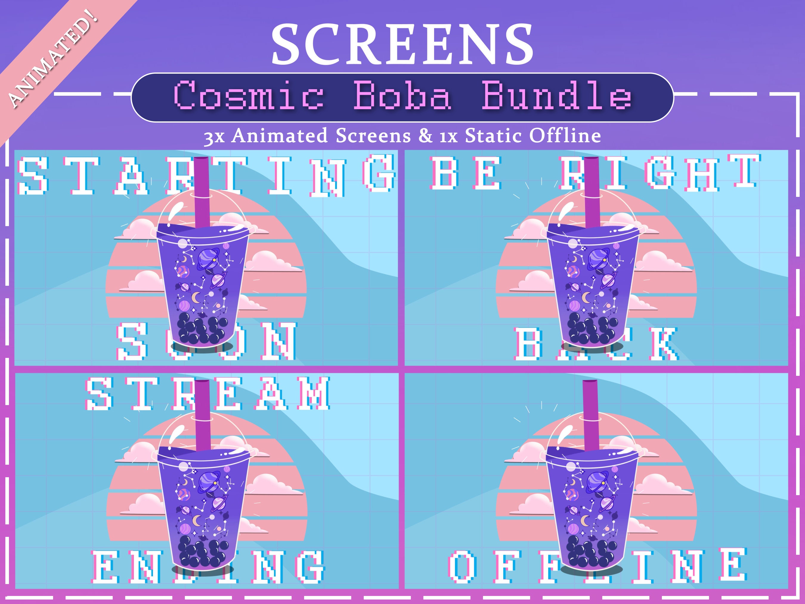 Animated Cosmic Boba Twitch Aesthetic Bundle Screens - Etsy