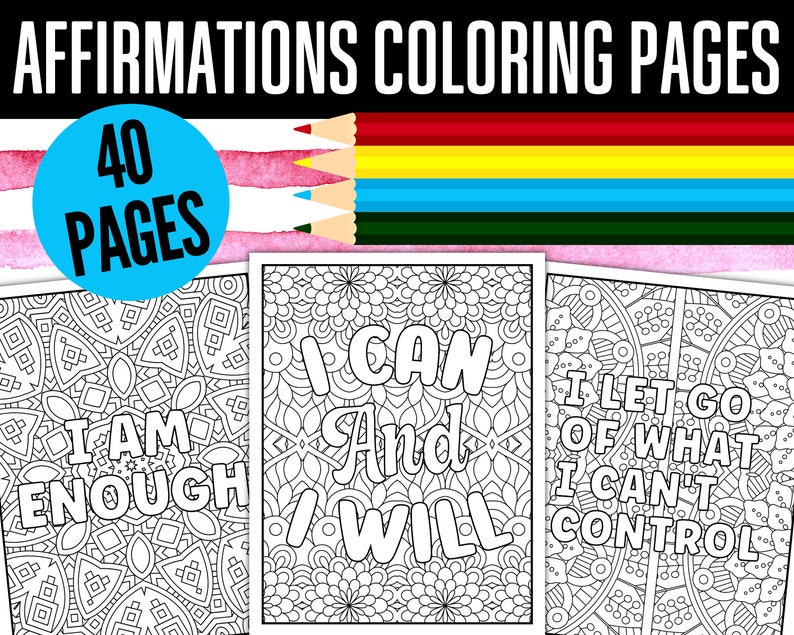 Affirmations Coloring Pages 40 Printable Affirmation Coloring - Etsy