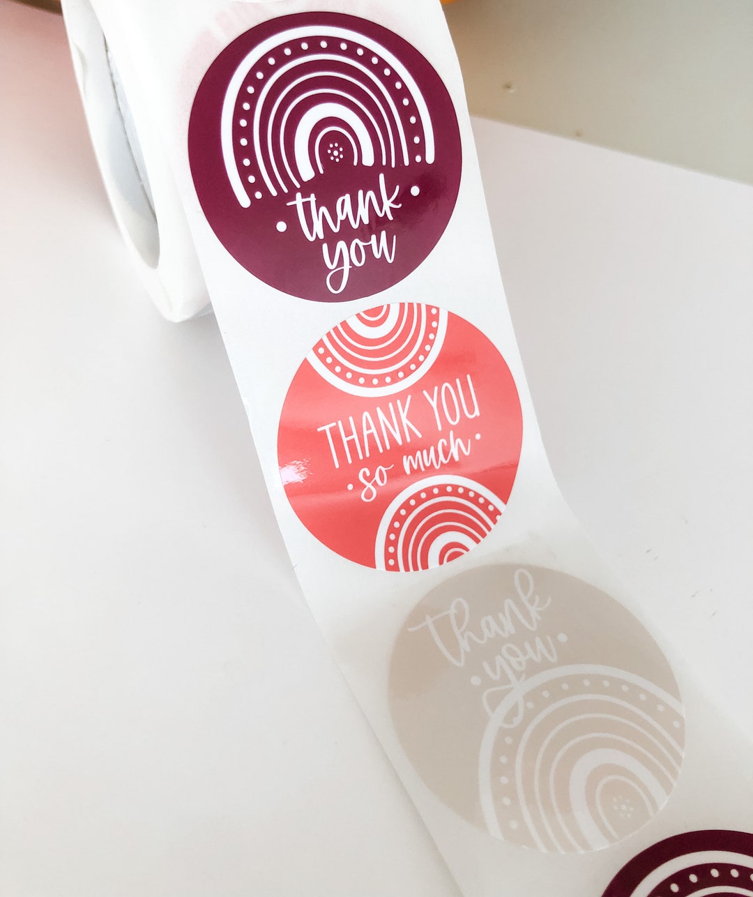 Mailed It 1.5 Inch Boho Rainbow Thank You© Stickers 250 per Roll Pretty ...