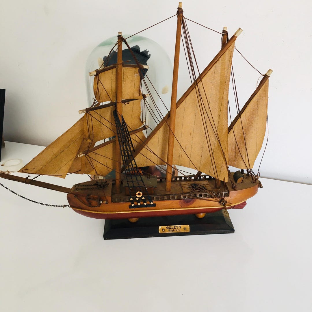 Old Miniature Boat Model Schooner 19th Century 45 Cm - Etsy