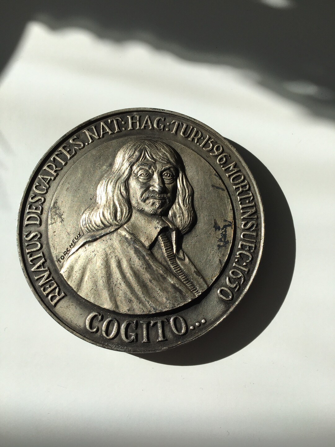 Medal Paperweight René Descartes Motto Cogito Signed Torcheux - Etsy