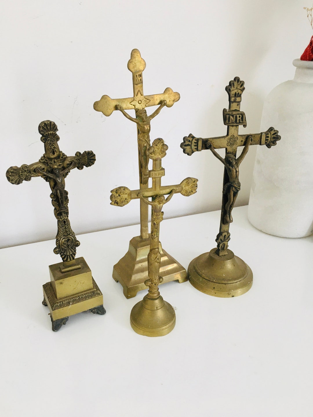 Ben Set of Old Crucifixes All in Brass - Etsy
