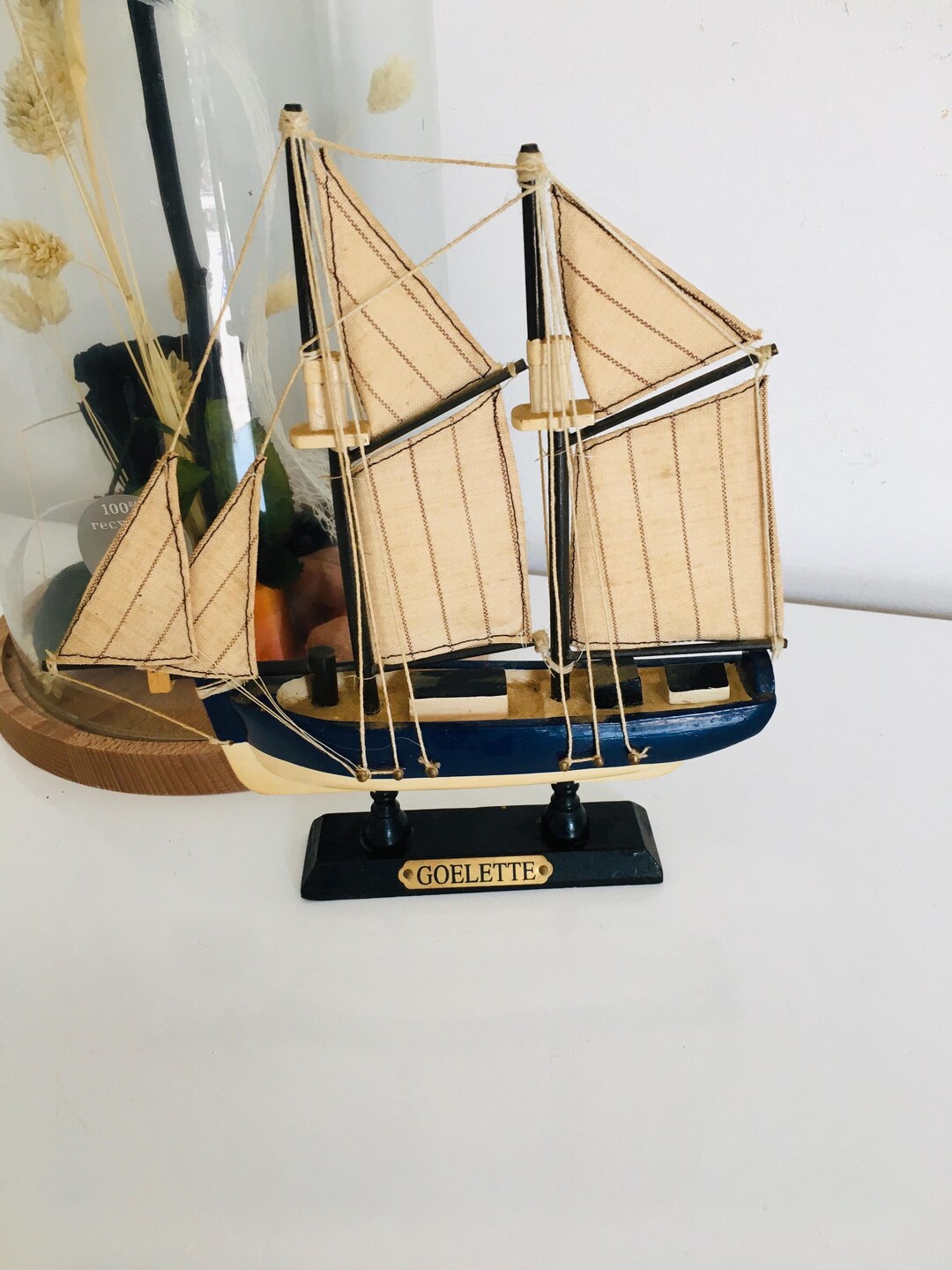 Old Miniature Ship Model Schooner 20 Cm - Etsy
