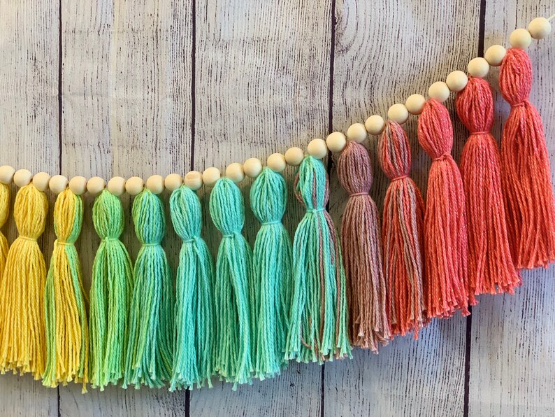 Tropical Rainbow Tassel Garland | Tassel Banner - Etsy