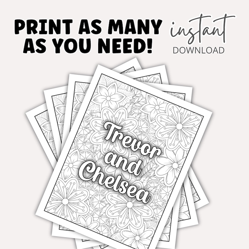 Personalized Wedding Coloring Page | Kids Activity, Custom Names ...