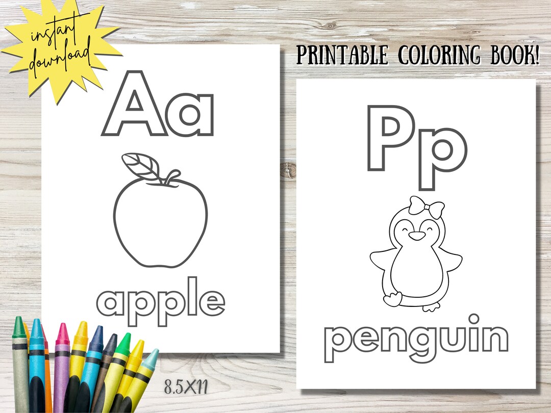 Printable Alphabet Coloring Book Kids Coloring A-Z Preschool and ...