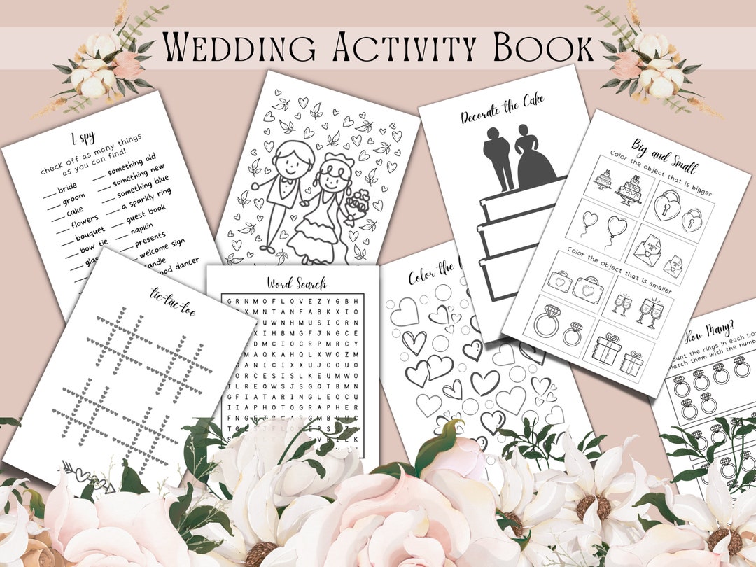 Kids Wedding Activity Book, Download and Print, Wedding Games, Coloring ...