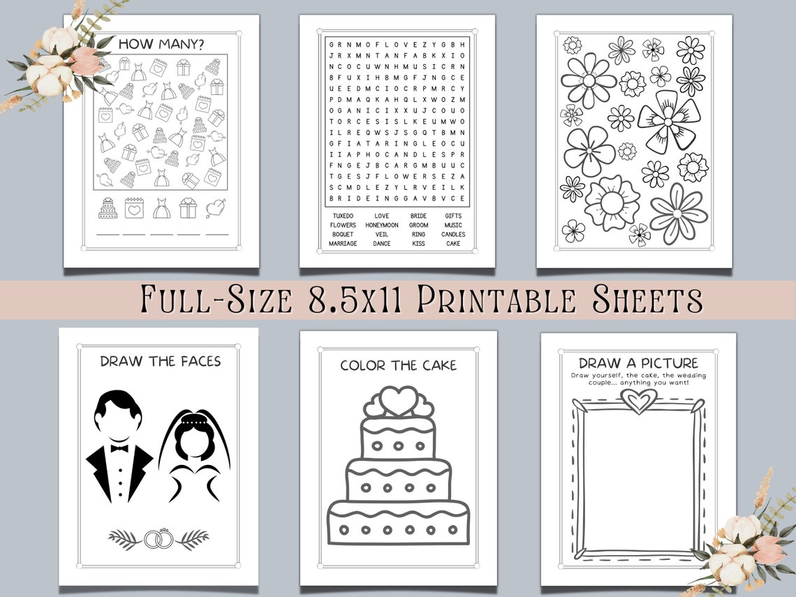 Kids Wedding Activity Book Printable Wedding Games Coloring - Etsy