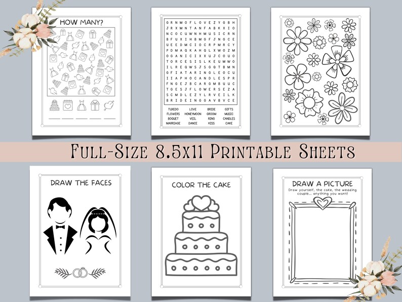 Kids Wedding Activity Book Printable, Wedding Games, Coloring Pages ...