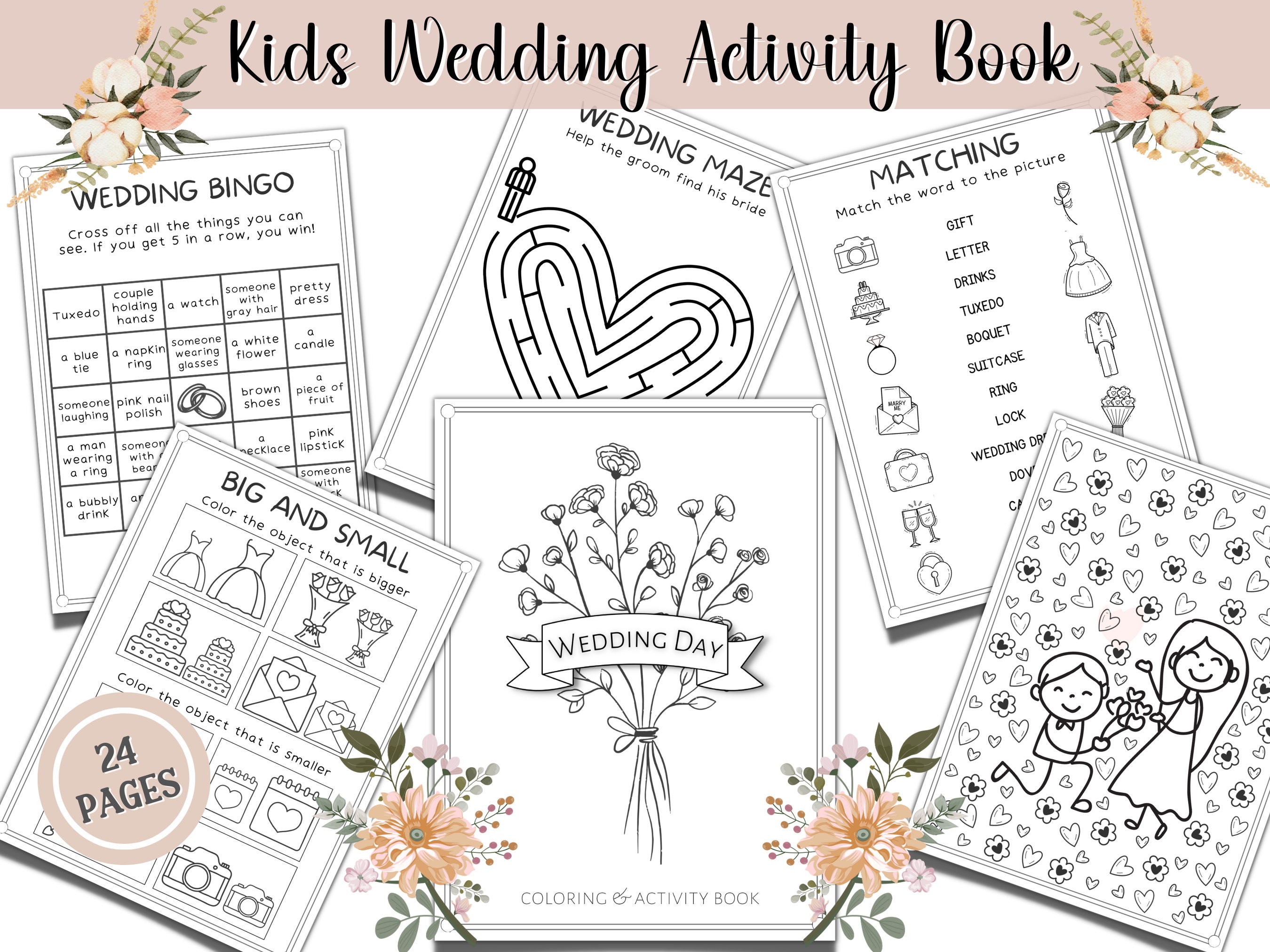 Mini Printable Wedding Activity Book Coloring And Activity Book,