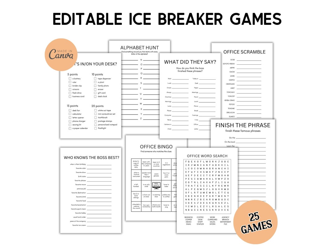 Editable Office Party Games: Team Building Ice Breakers (digital ...