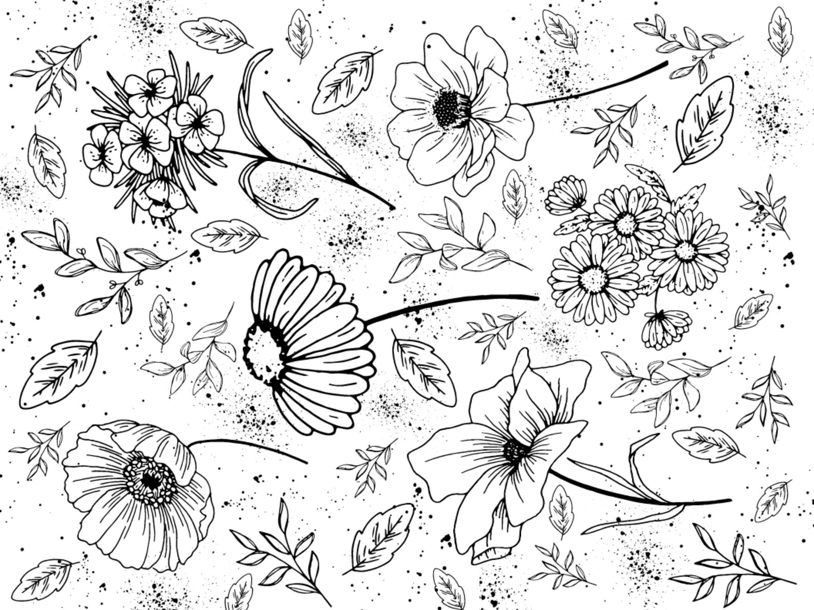 Printable Vintage Flower Coloring Page Adult Coloring Art - Etsy