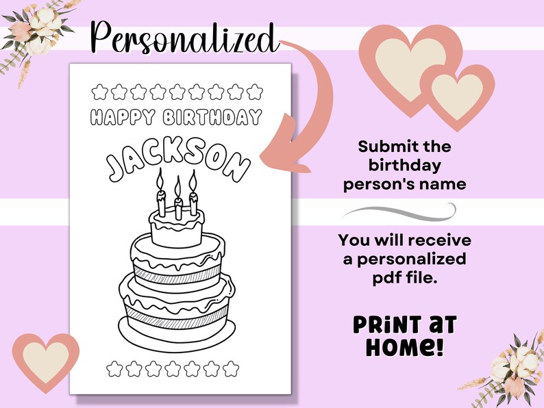 Personalized Birthday Coloring Book Custom Birthday Party - Etsy