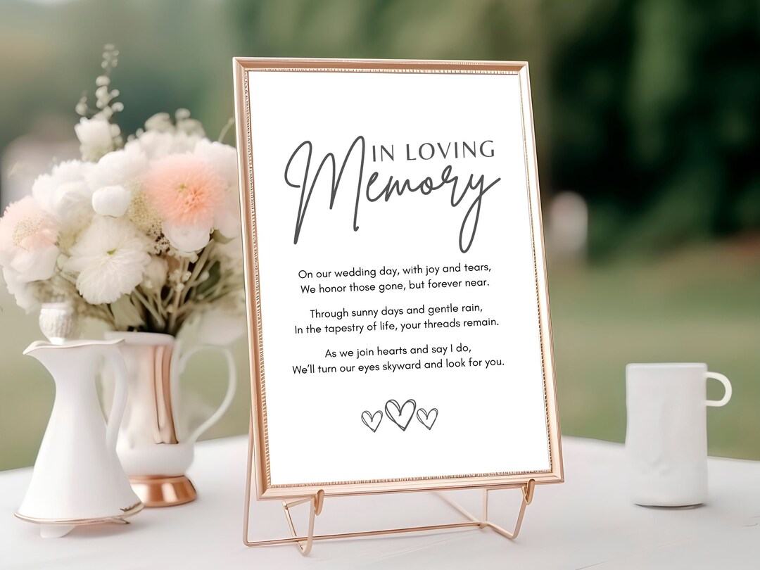 In Loving Memory Sign Printable Memorial Sign Wedding Printable Memory ...