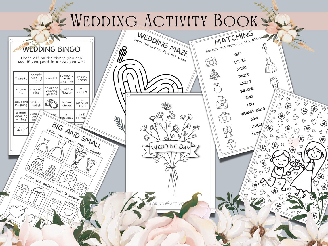 Kids Wedding Activity Book Printable Wedding Games Coloring - Etsy