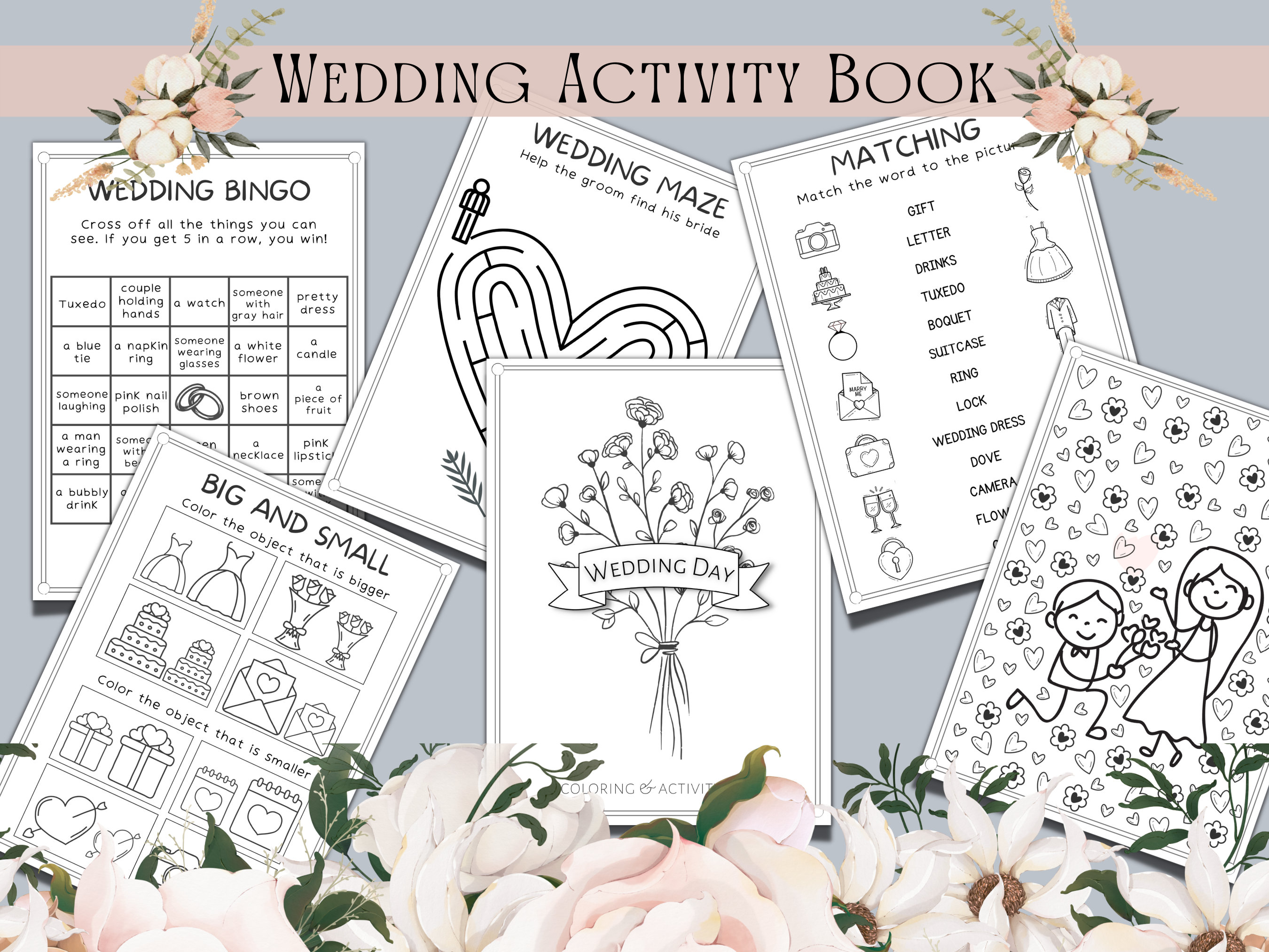 Kids Wedding Activity Book Printable, Wedding Games, Coloring Pages ...