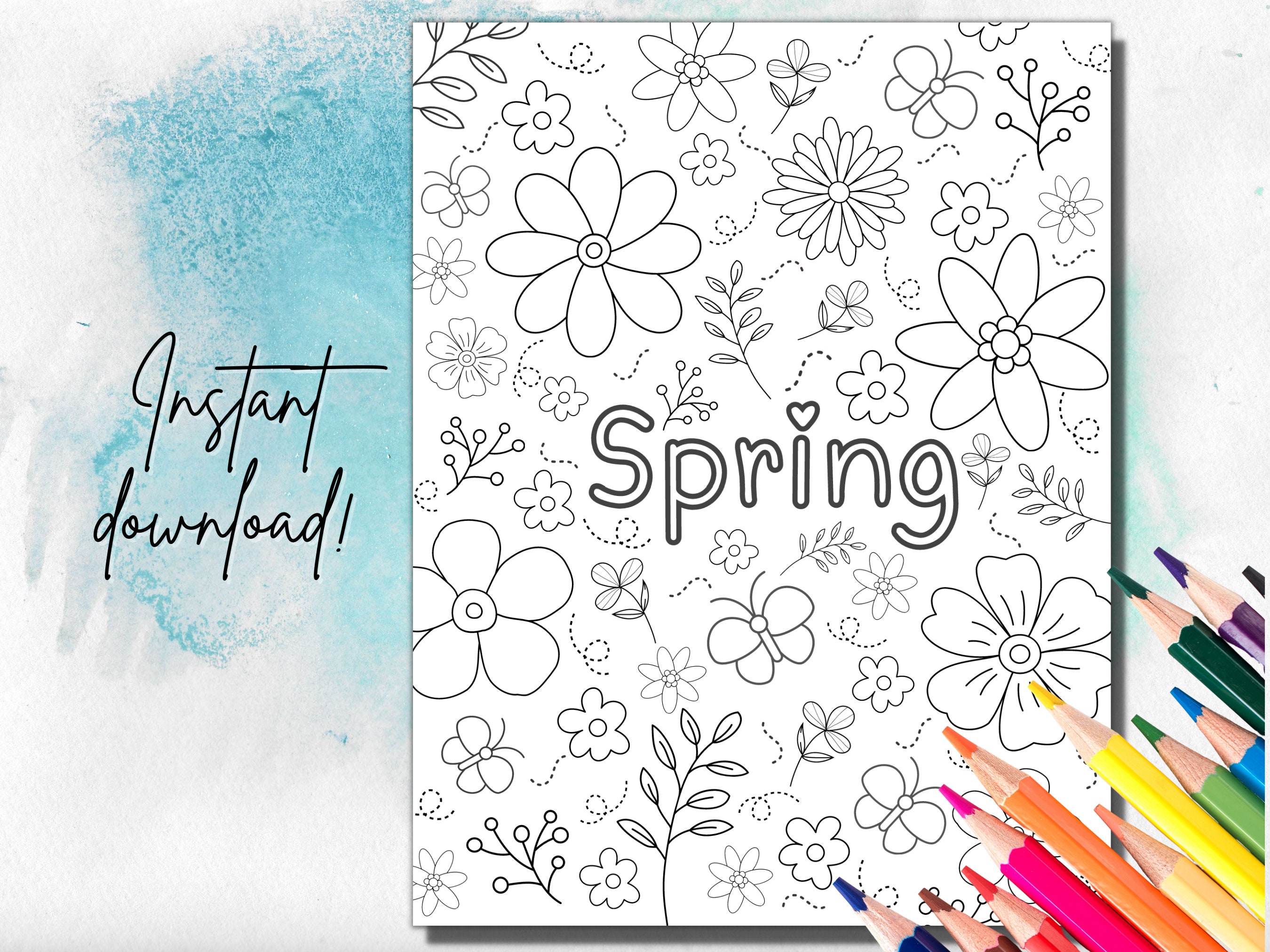 Printable Spring Coloring Page Spring Activity Adult - Etsy